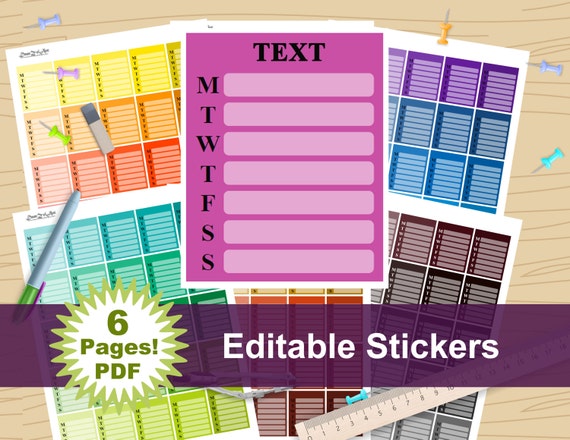 Editable Weekly Sticker Blank Checklist Planner Weekly | Etsy