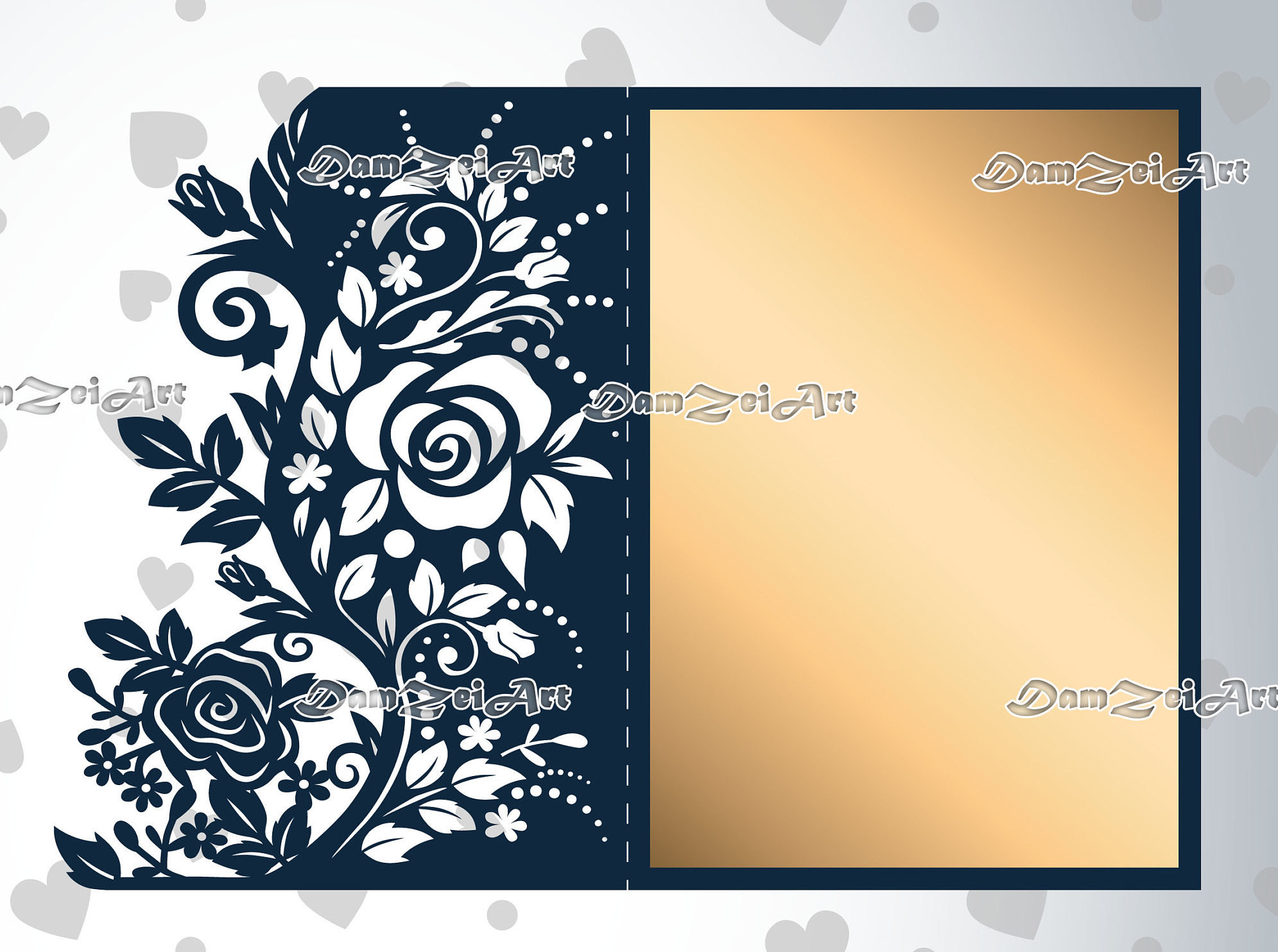 5x7'' Roses Wedding Invitation Card Laser Cut Template Roses Lace ...