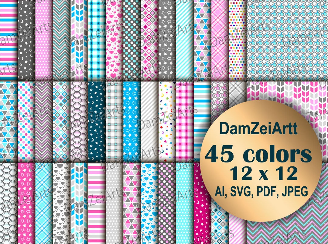 Pink and Turquoise Baby Papers, Boys/girl Digital Papers, Stripes Polka ...