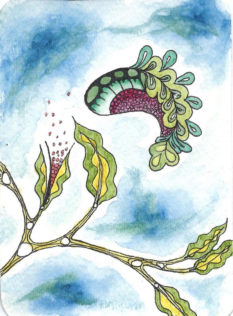 Abstract Sea Creature Ink & Watercolor Print – Ocean-inspired Art for ...