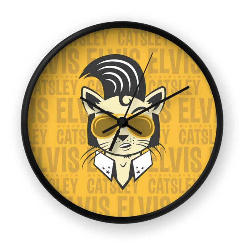 Cat Clock Elvis Clock Fun Clock Cartoon Clock Funny - Etsy