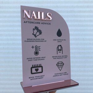 Nails Aftercare Acrylic Sign | Beauty Sign | Business Sign | Spa Sign ...