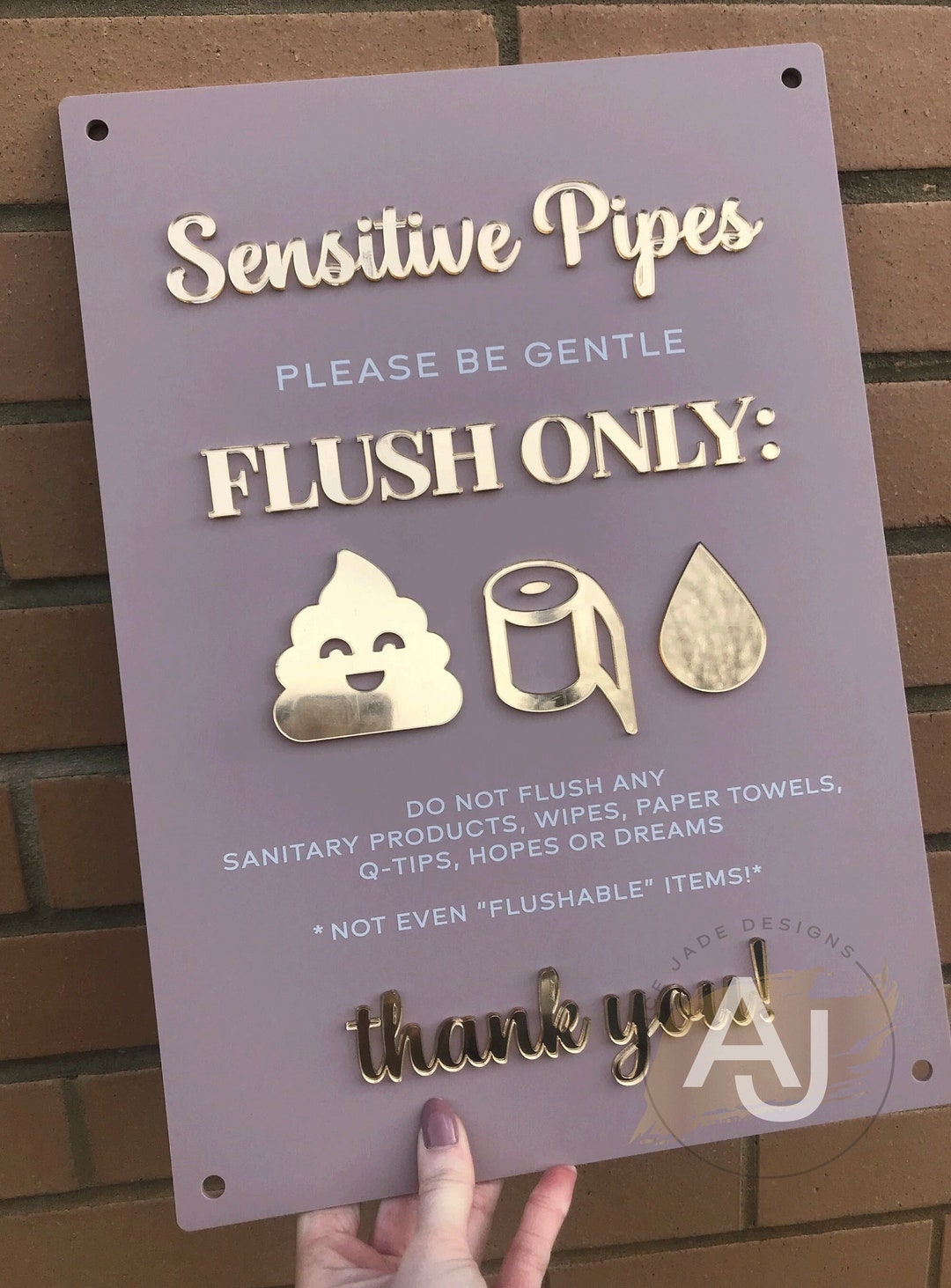 Sensitive Pipes Advice Toilet/bathroom Acrylic A3 Wall Sign | Beauty ...