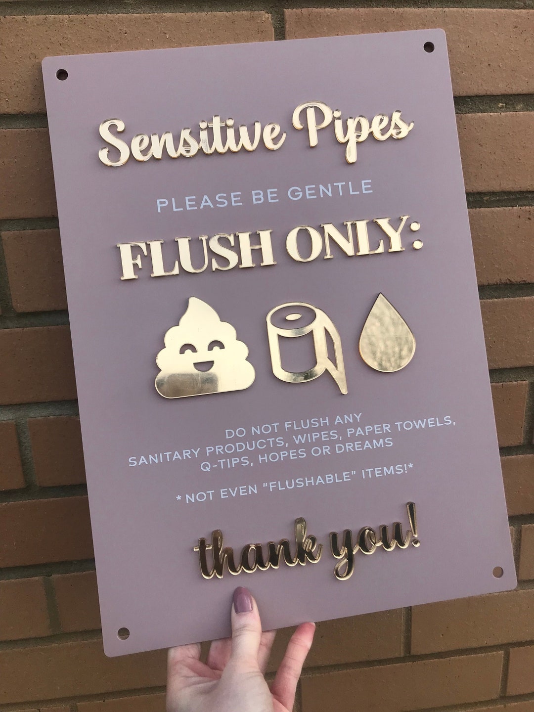 Sensitive Pipes Advice Toilet/bathroom Acrylic A3 Wall Sign Beauty Sign ...