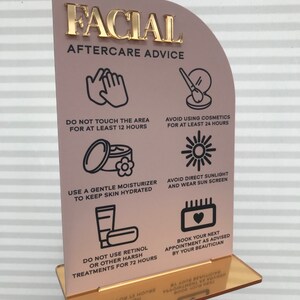 Facial Aftercare Acrylic Sign | Beauty Sign | Business Sign | Spa Sign ...