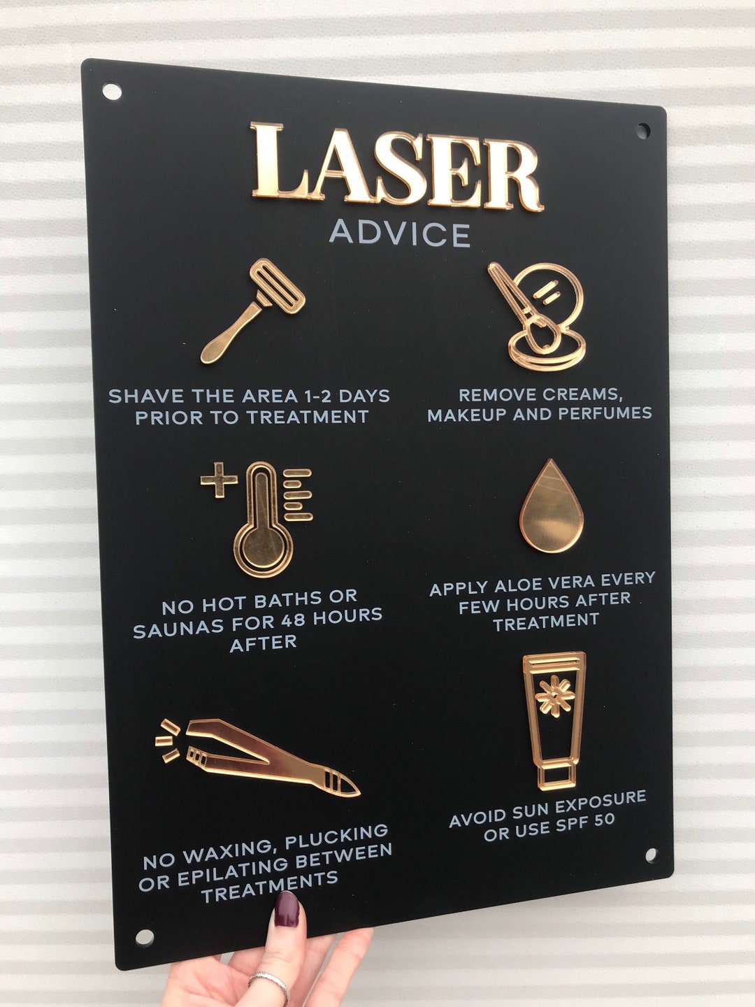 Laser Hair Removal Advice Sign | Salon Decor, A3 Acrylic Wall Sign - Etsy