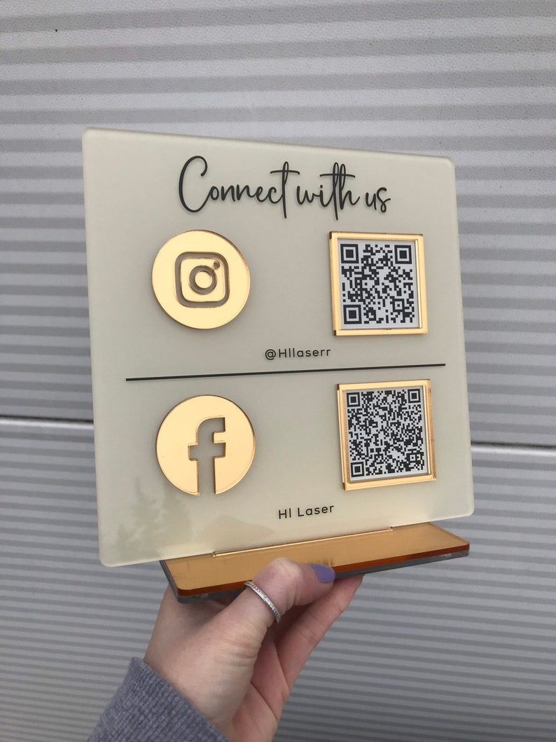 Personalised Acrylic Double QR Code Sign Social Media Sign - Etsy UK