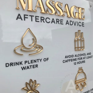 Massage Aftercare Acrylic A3 Sign | Spa Salon Decor - Etsy