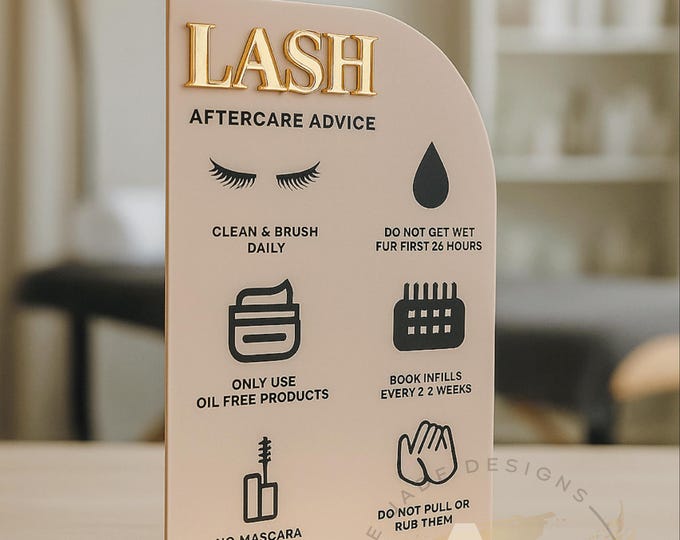 Lash Aftercare Advice Sign A3 Size | Salon Sign | Aesthetics Aftercare ...