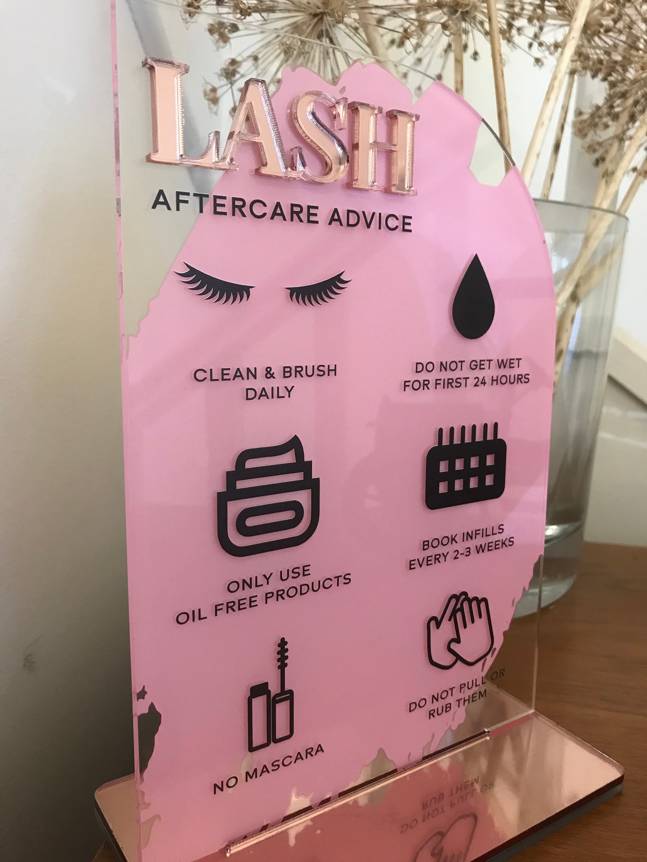 Lash Aftercare Acrylic Sign Beauty Sign Business Sign | Etsy