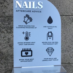 Nails Aftercare Acrylic Sign Beauty Sign Business Sign Spa Sign Salon ...