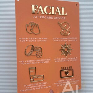 Facial Aftercare Advice Acrylic A3 Wall Sign | Beauty Sign | Business ...