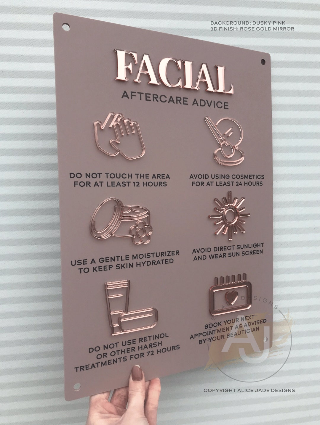 Facial Aftercare Advice Acrylic A3 Wall Sign | Beauty Sign | Business ...