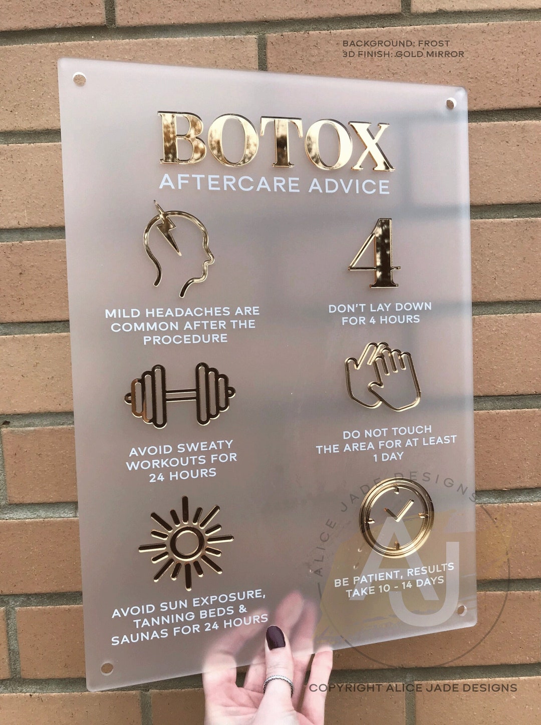 Botox Aftercare Advice Acrylic A3 Wall Sign | Beauty Sign | Business ...