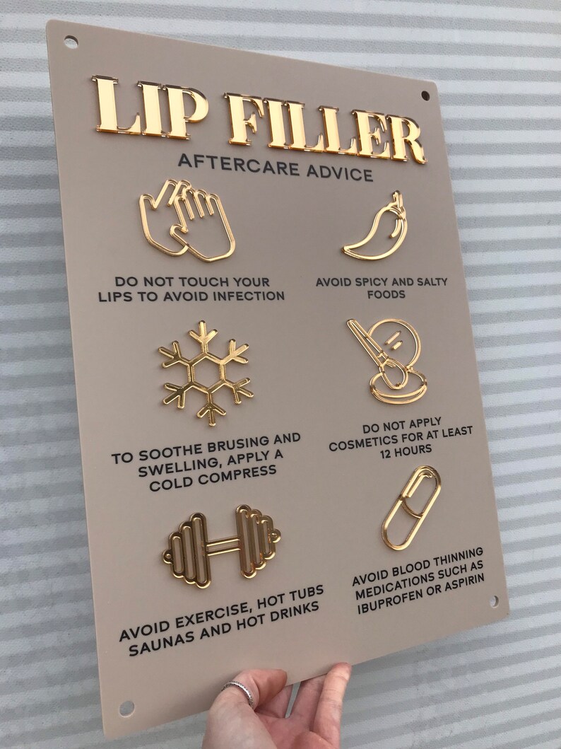 Lip Filler Aftercare Advice Acrylic A3 Wall Sign Beauty Sign - Etsy