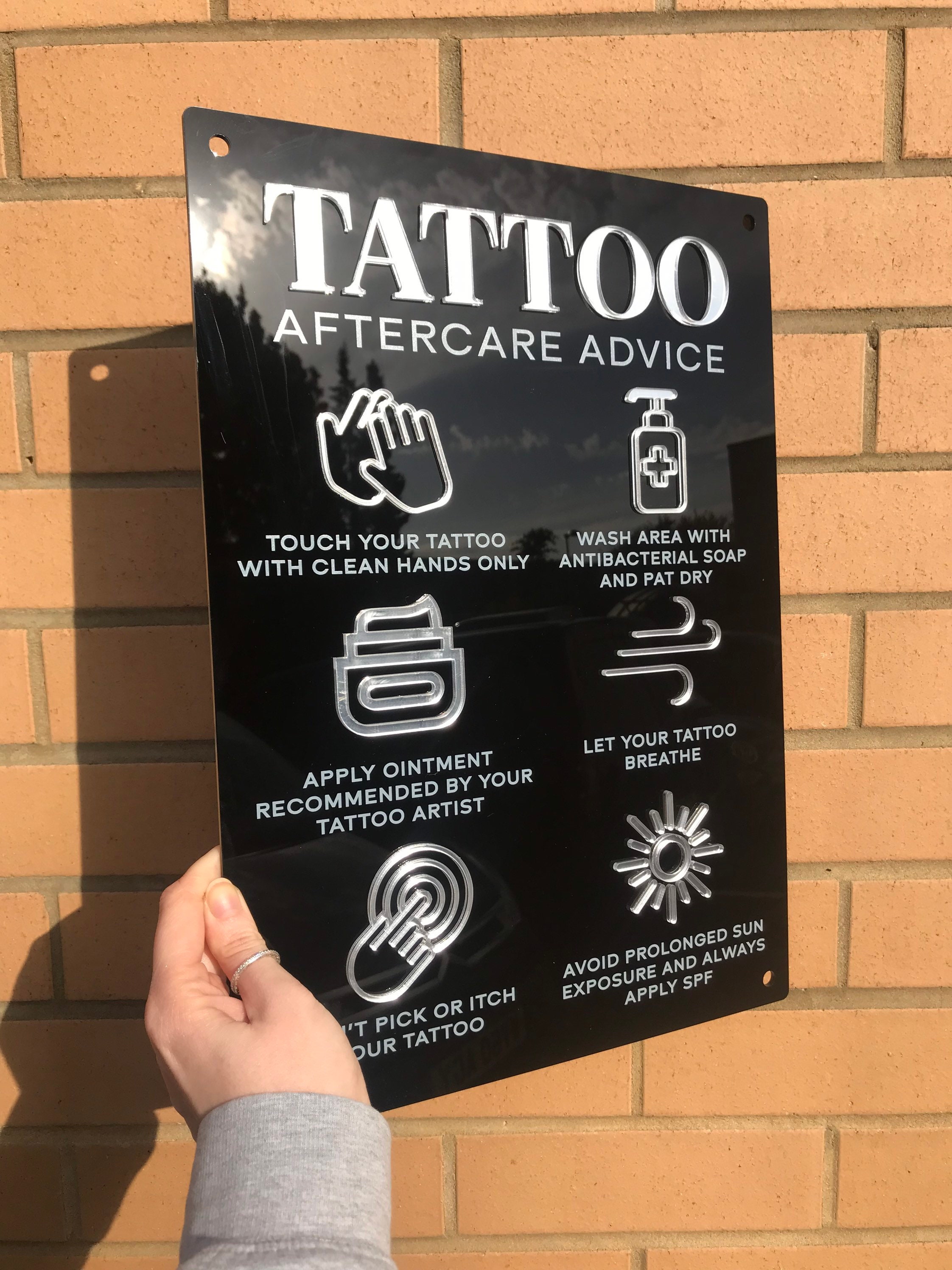 Tattoo Aftercare Advice Acrylic A3 Wall Sign | Studio Sign | Business ...