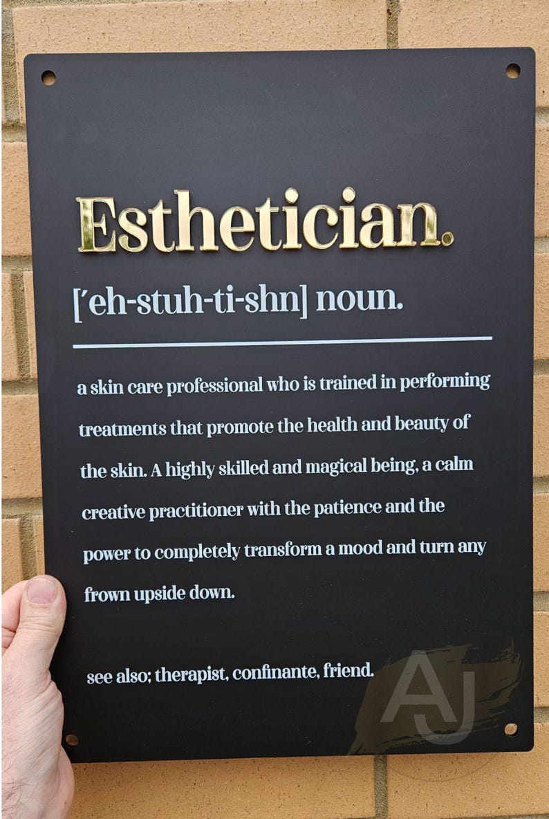 Esthetician Definition Acrylic Sign | Beauty Room Decor, Salon Wall Art ...