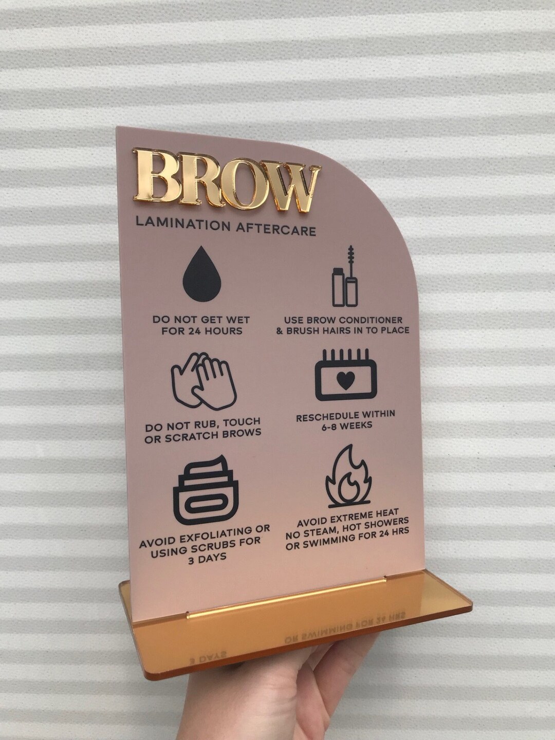 Brow Lamination Aftercare Acrylic Sign | Beauty Sign | Business Sign ...