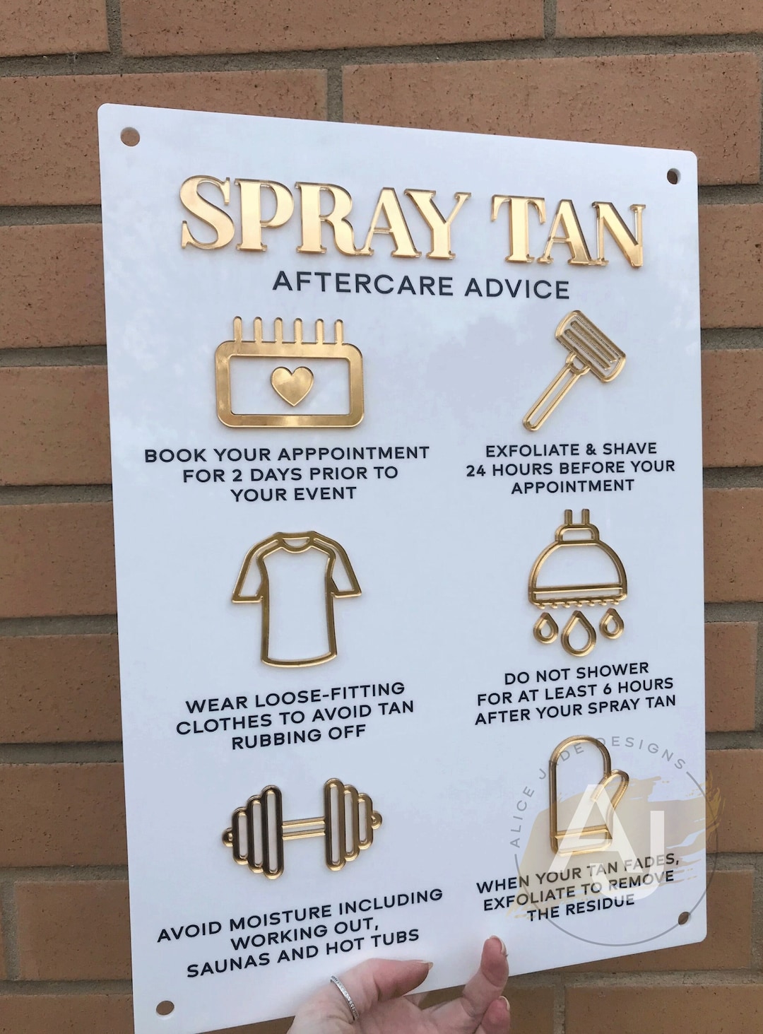 Spray Tan Aftercare Advice Acrylic A3 Wall Sign | Beauty Sign ...