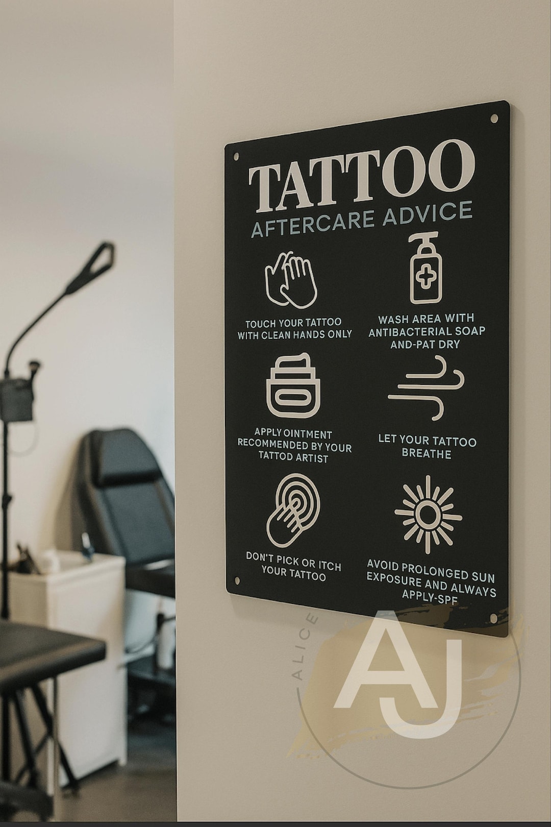 Tattoo Aftercare Advice Acrylic A3 Wall Sign | Studio Sign | Business ...