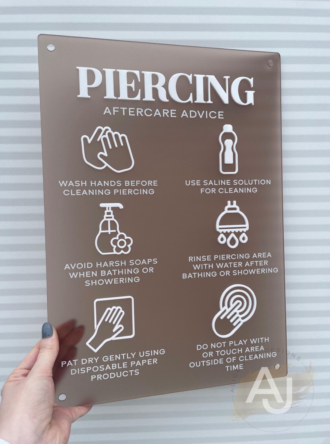 Piercing Aftercare Advice Acrylic Wall Sign | Studio Decor - Etsy
