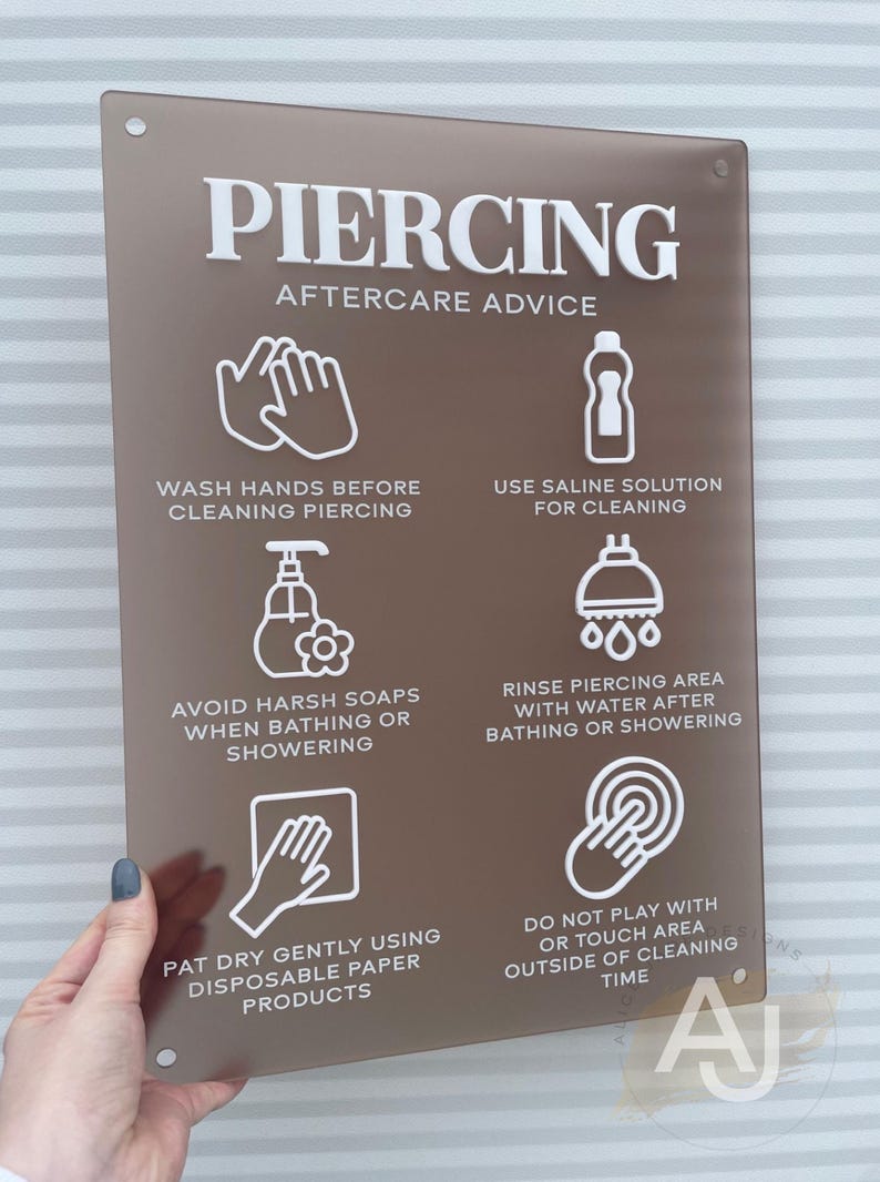 Piercing Aftercare Advice Acrylic Wall Sign | Studio Decor - Etsy