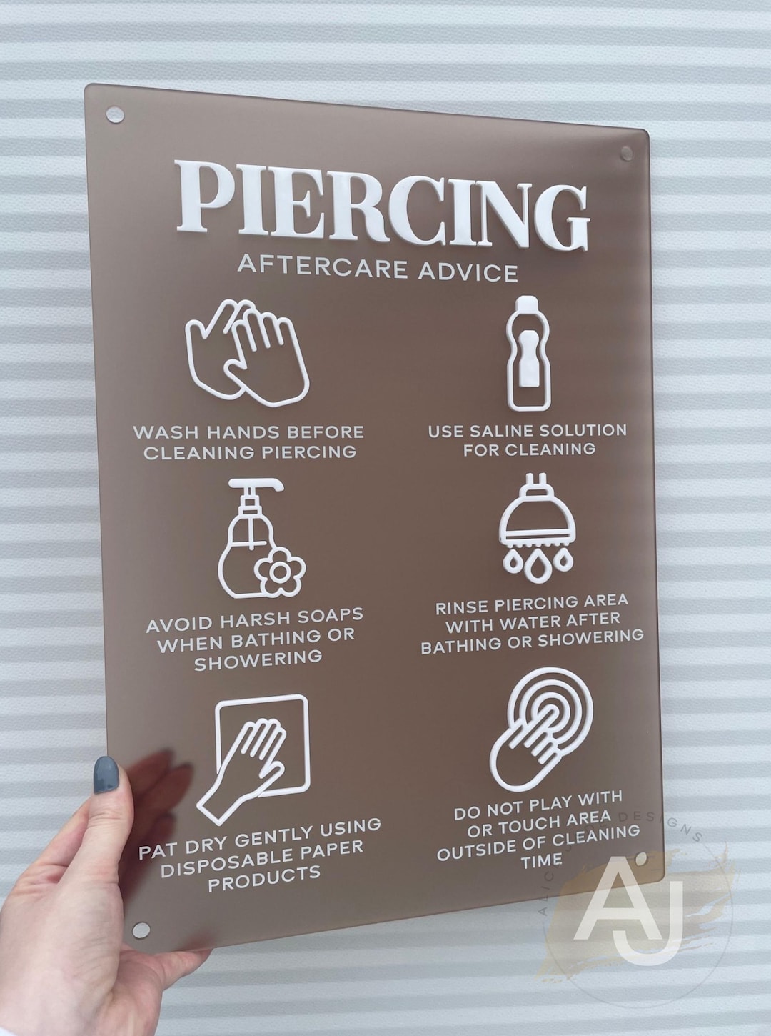 Piercing Aftercare Advice Acrylic A3 Wall Sign | Studio Sign | Business ...
