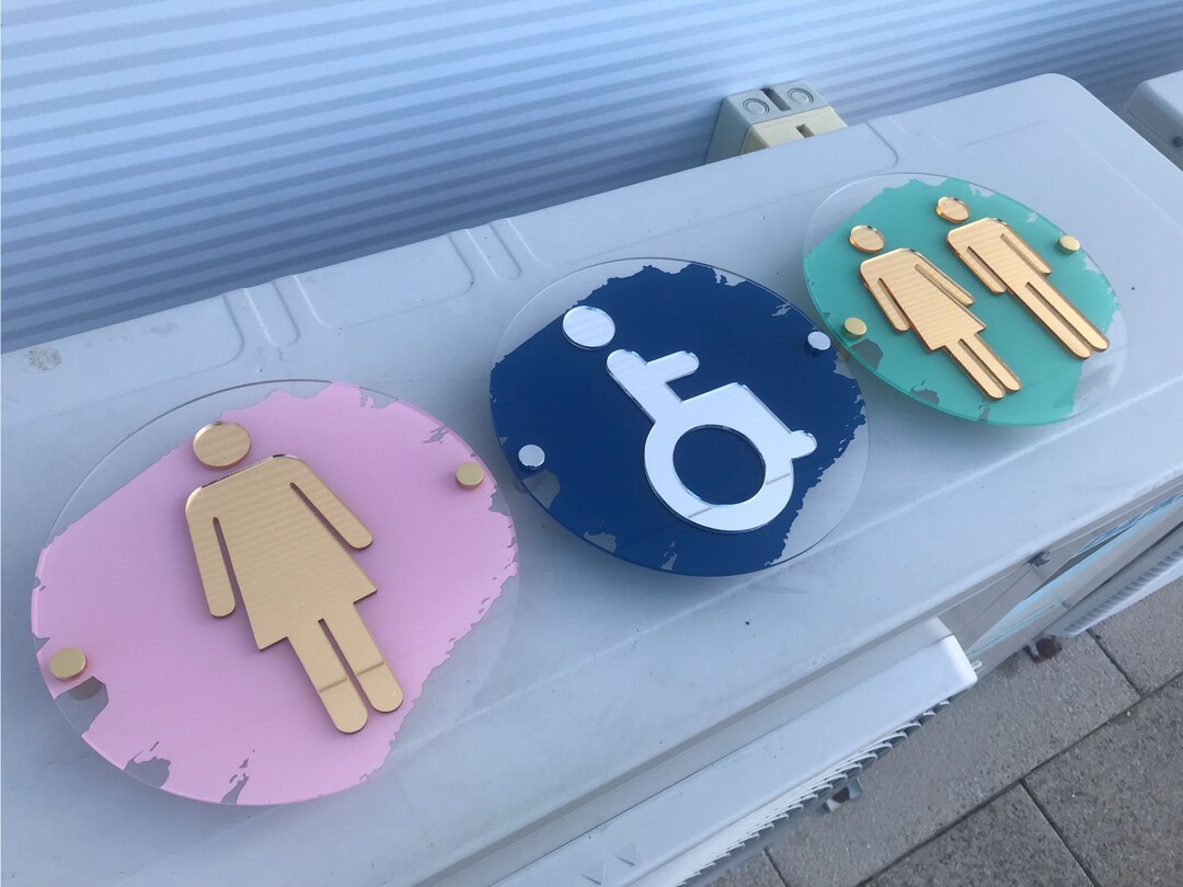 Acrylic 3D Paint Wash Toilet Door Sign | Bathroom Sign | Salon Sign ...