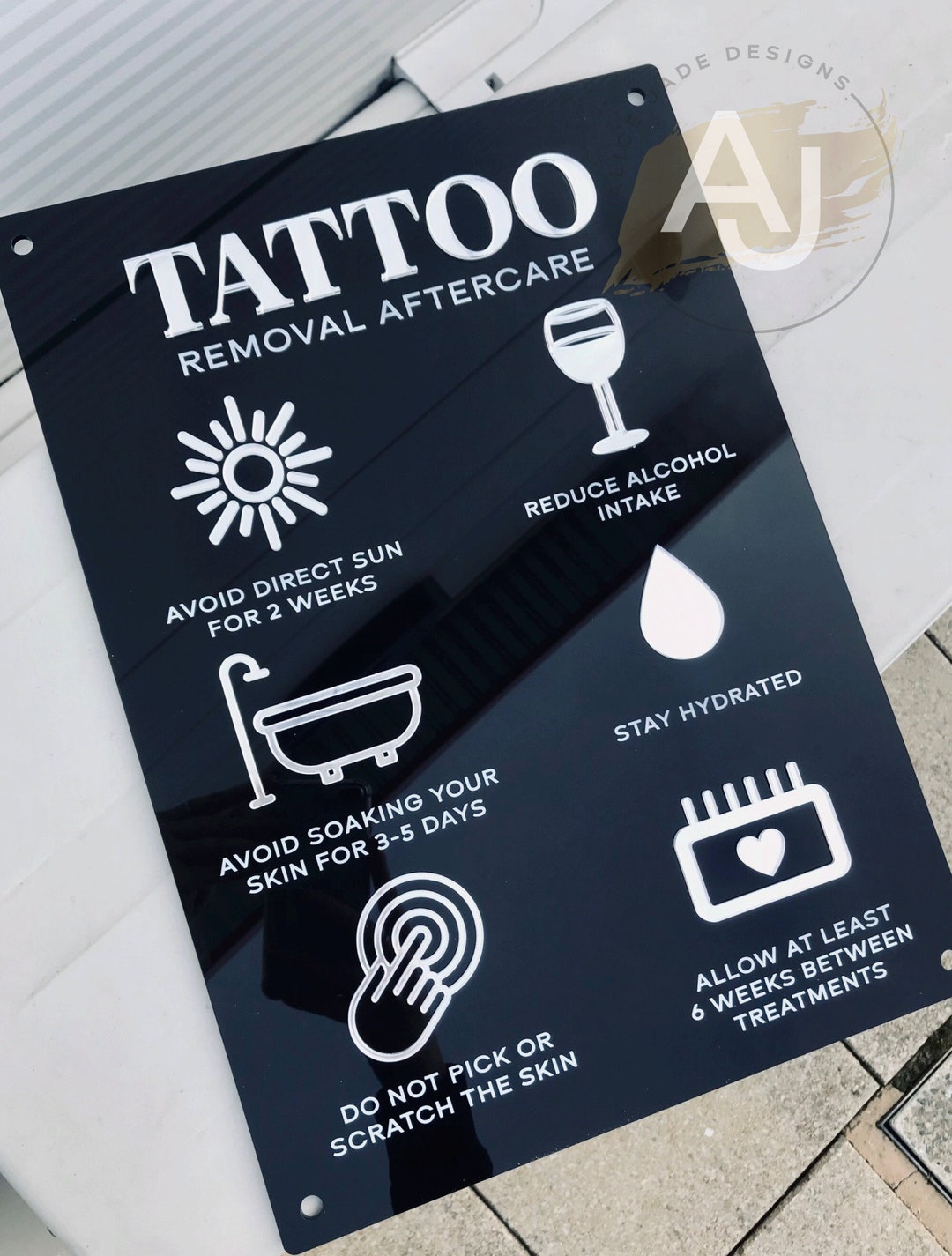 Tattoo Removal Aftercare Acrylic Sign | Studio Decor - Etsy