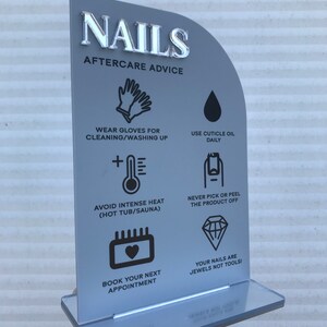 Nails Aftercare Acrylic Sign Beauty Sign Business Sign Spa Sign Salon ...