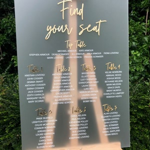 Personalised Acrylic Wedding Table Plan Table Setting Frosted Acrylic ...