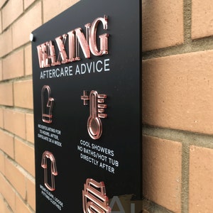 Waxing Aftercare Advice Acrylic A3 3D Perspex Wall Sign | Beauty Sign ...