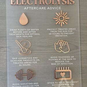 Electrolysis Aftercare Advice Acrylic A3 3D Perspex Wall Sign | Beauty ...