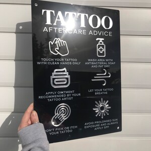 Tattoo Aftercare Advice Acrylic A3 Wall Sign | Studio Sign | Business ...