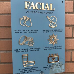 Facial Aftercare Advice Acrylic Wall Sign | Salon Decor - Etsy