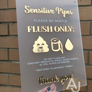 Sensitive Pipes Advice Toilet/bathroom Acrylic A3 Wall Sign | Beauty ...