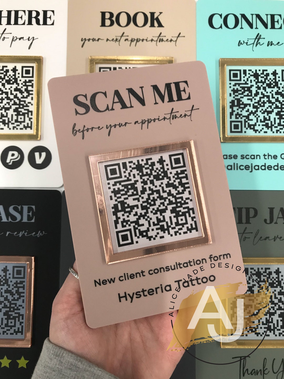 Mini QR Code Acrylic Display Sign | Business Sign | Spa Sign | Salon ...