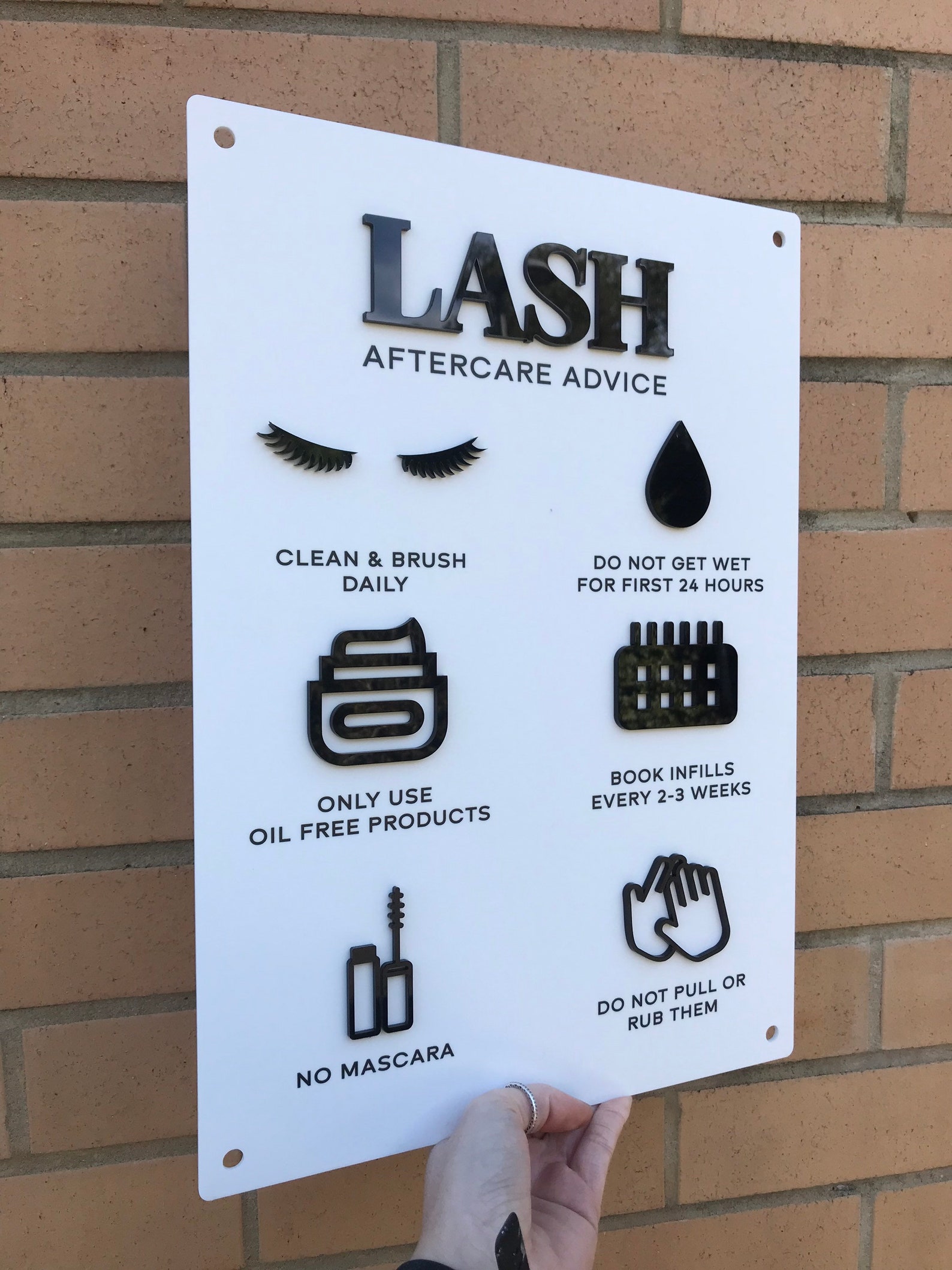 Lash Aftercare Advice Acrylic A3 Wall Sign Beauty Sign - Etsy
