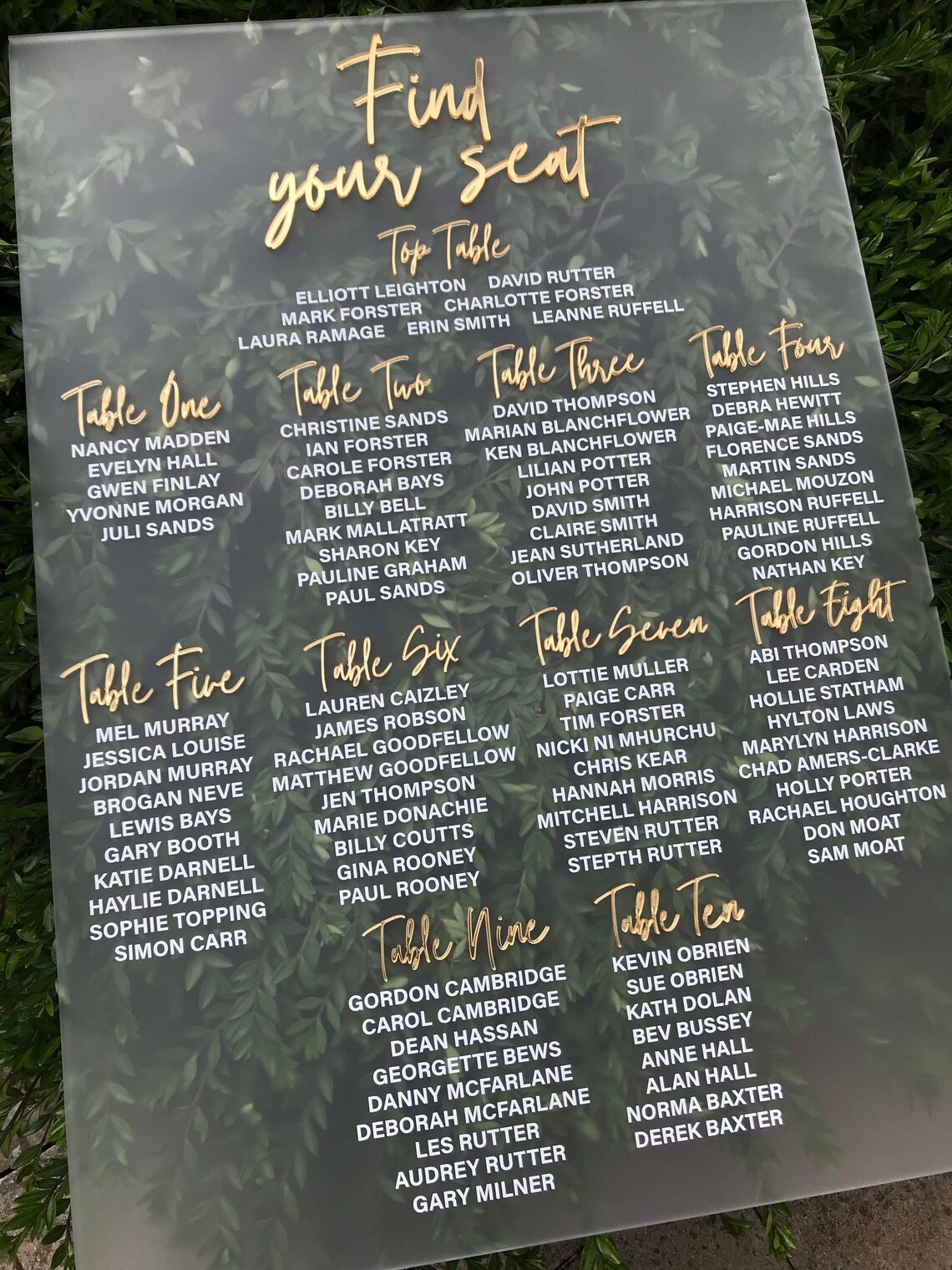 Personalised Acrylic Wedding Table Plan Table Setting - Etsy