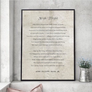 High Flight Poem, Aviation Sonnet Print, Wall Art, John G. Magee Jr ...