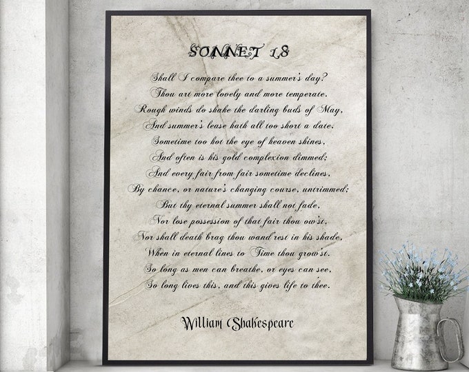 William Shakespeare Sonnet 18 Poem Art Print - Etsy Canada