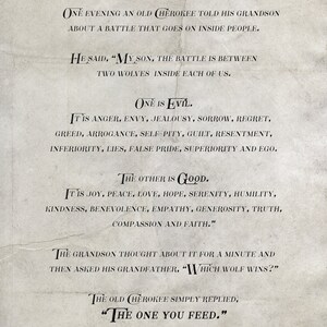 The Tale of Two Wolves Print, Wall Art, Book Page Print, Poem, Native ...