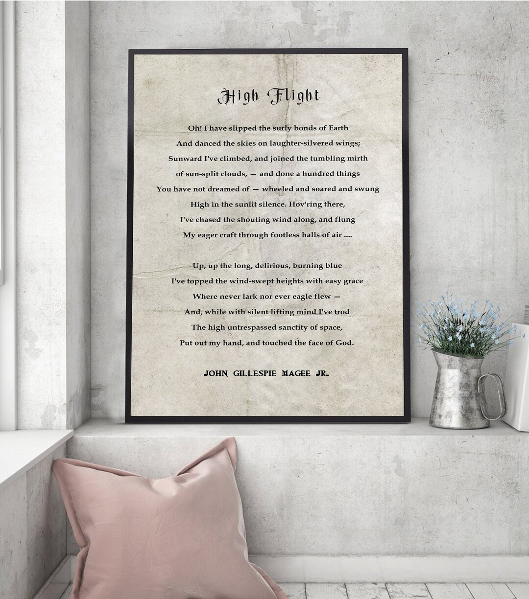High Flight Poem, Aviation Sonnet Print, Wall Art, John G. Magee Jr ...