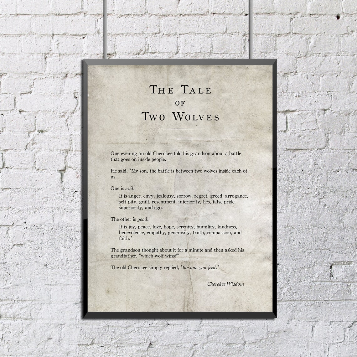 The Tale of Two Wolves Print Wall Art Book Page Print Poem - Etsy