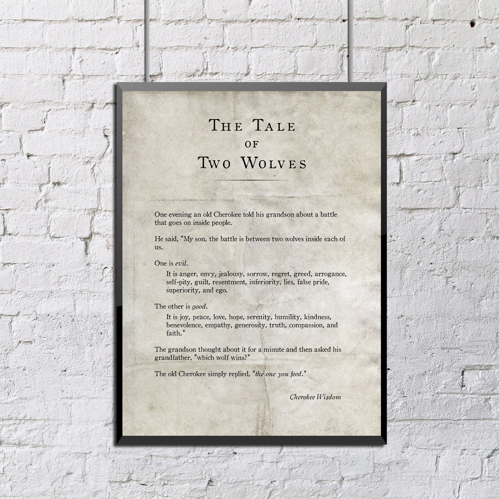 The Tale of Two Wolves Print Wall Art Book Page Print Poem - Etsy