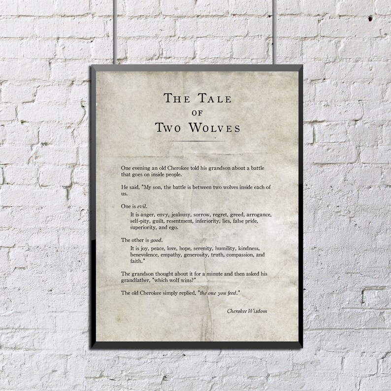 The Tale of Two Wolves Print Wall Art Book Page Print Poem - Etsy