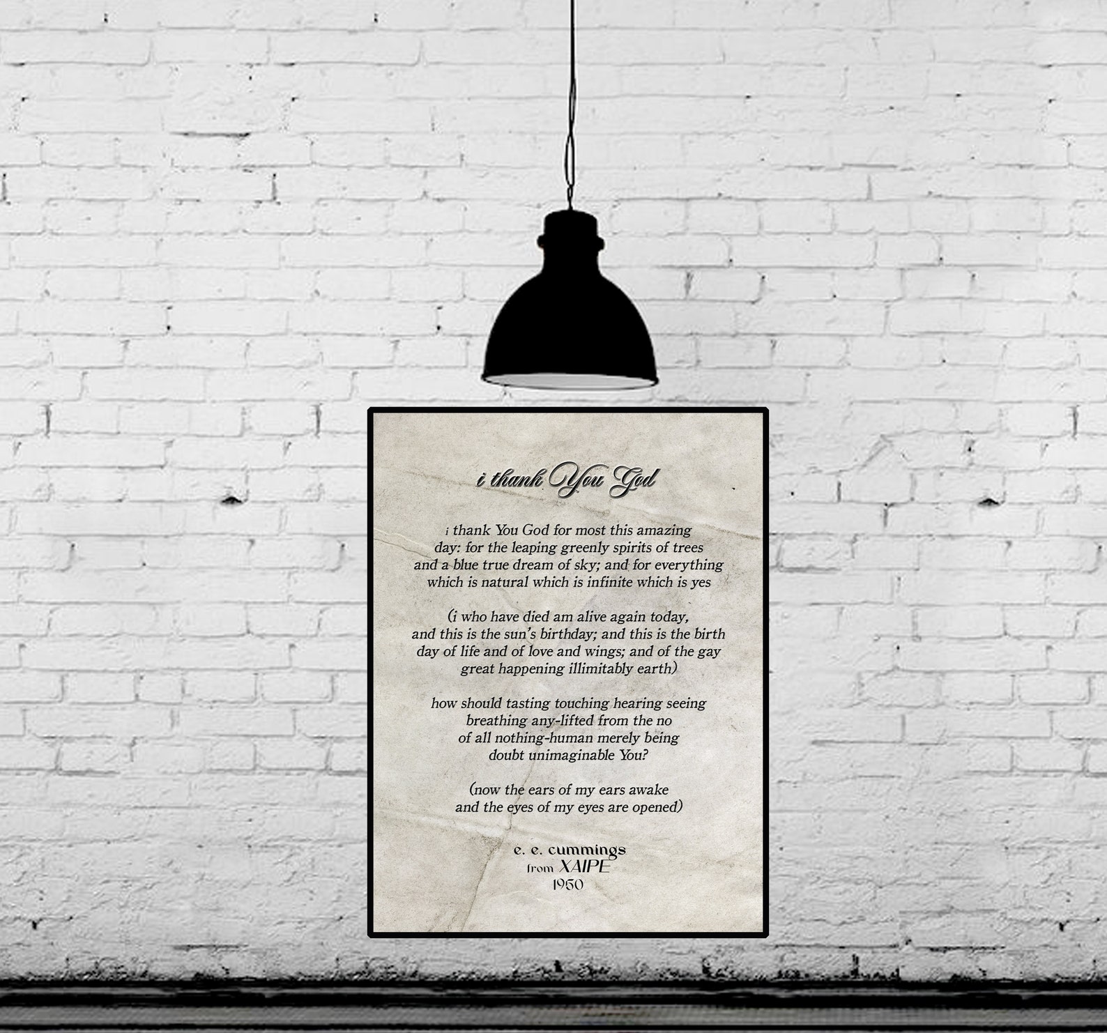 E. E. Cummings Poem Print, "i Thank You God", Literary Wall Art - Etsy