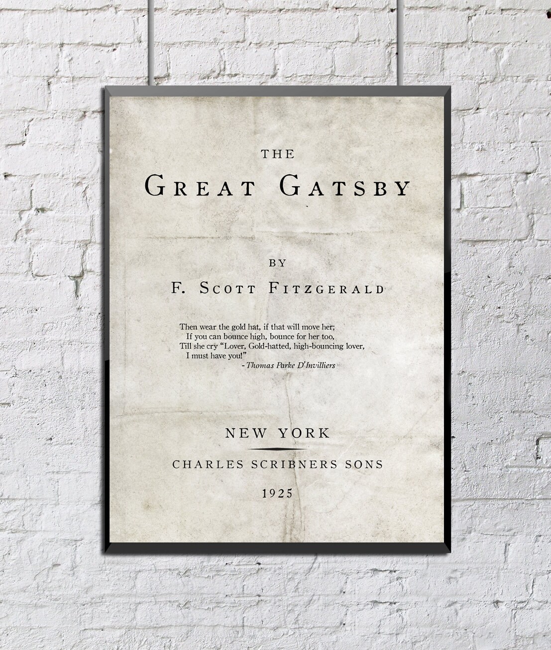 The Great Gatsby Print F. Scott Fitzgerald Wall Art Book - Etsy