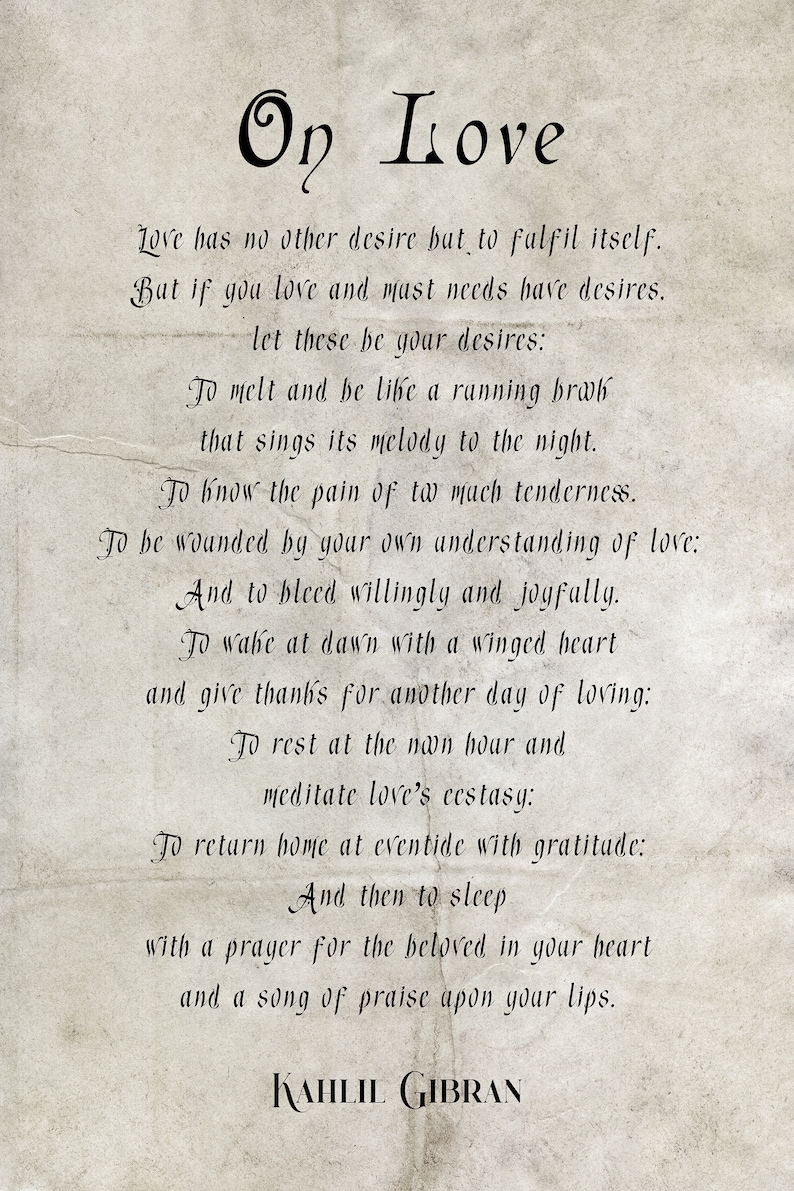 Kahlil Gibran Poem Print, the Prophet, Inspirational Literary Wall Art ...
