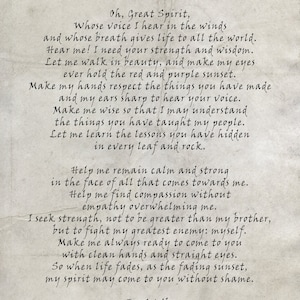 Great Spirit Prayer Print, Chief Yellow Lark, Wall Art, Book Page Print ...